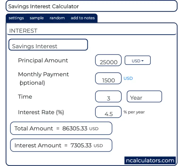 Savings Interest Calculator Savings Interest Calculator