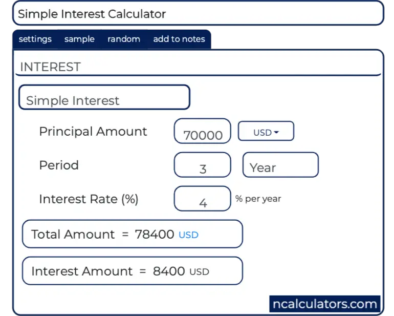 Simple Interest SI Calculator