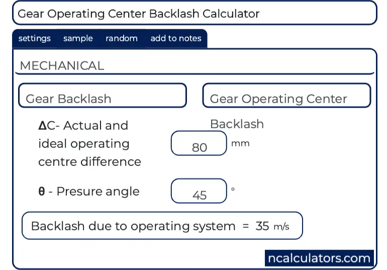 Motion Loss due to Gears Calculator